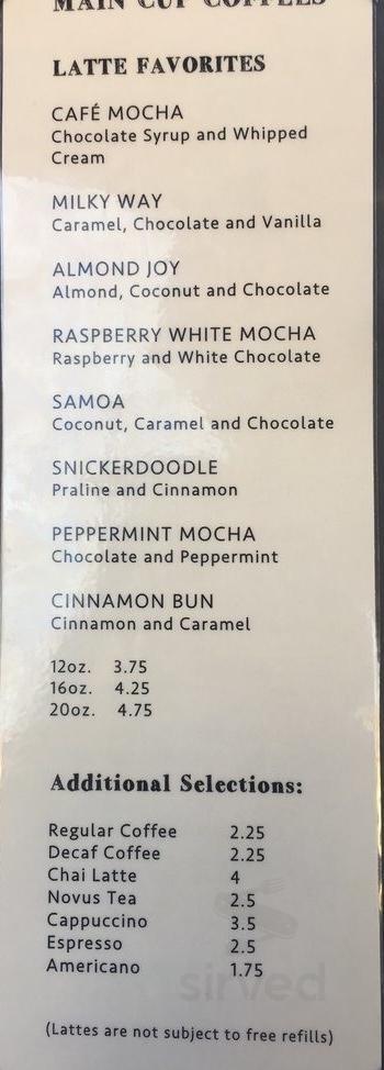 Menu for The Main Cup in Middletown, Maryland, United States