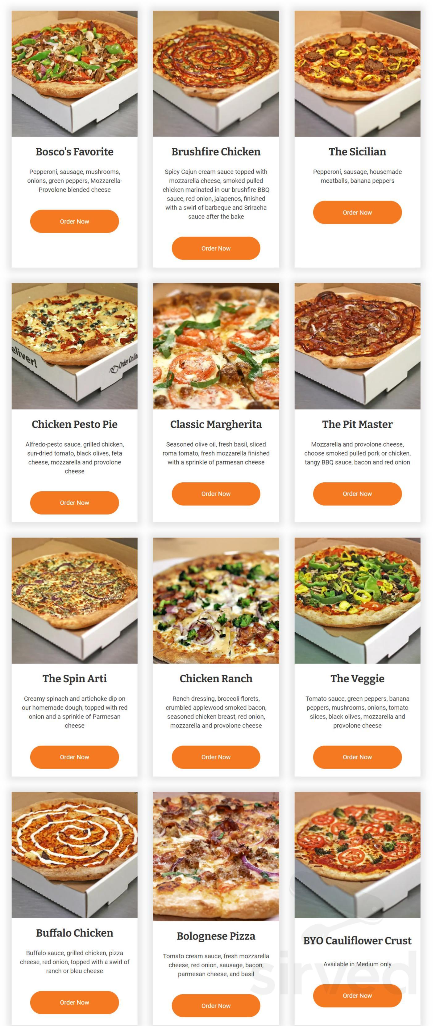 Menu - Wadsworth OH's Bosco's Pizza Kitchen | Pizza Wadsworth | Sirved