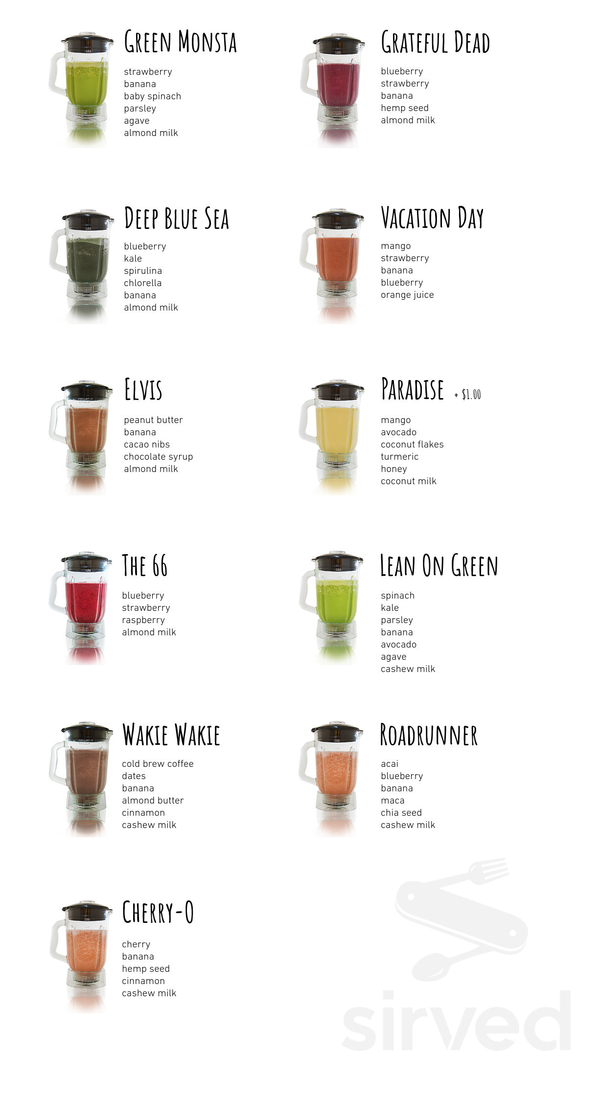 Squeeze Juice Company menu in Somerville, Massachusetts, USA