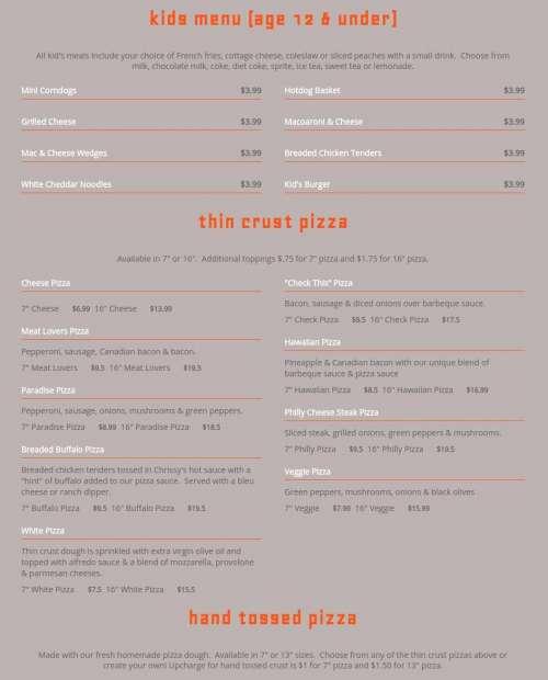 Chrissy's Gaming Bar & Grill menu in Carol Stream, Illinois, USA