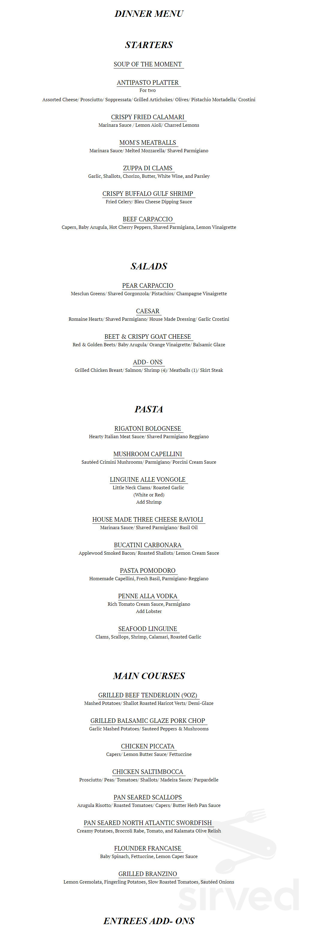 Menu for Doma On Main in Branford, CT | Sirved