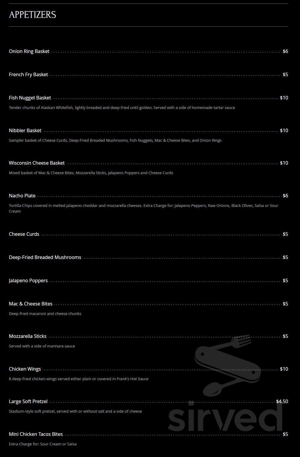 Menu for Sportsmen's Chalet in Eagle River, WI | Sirved