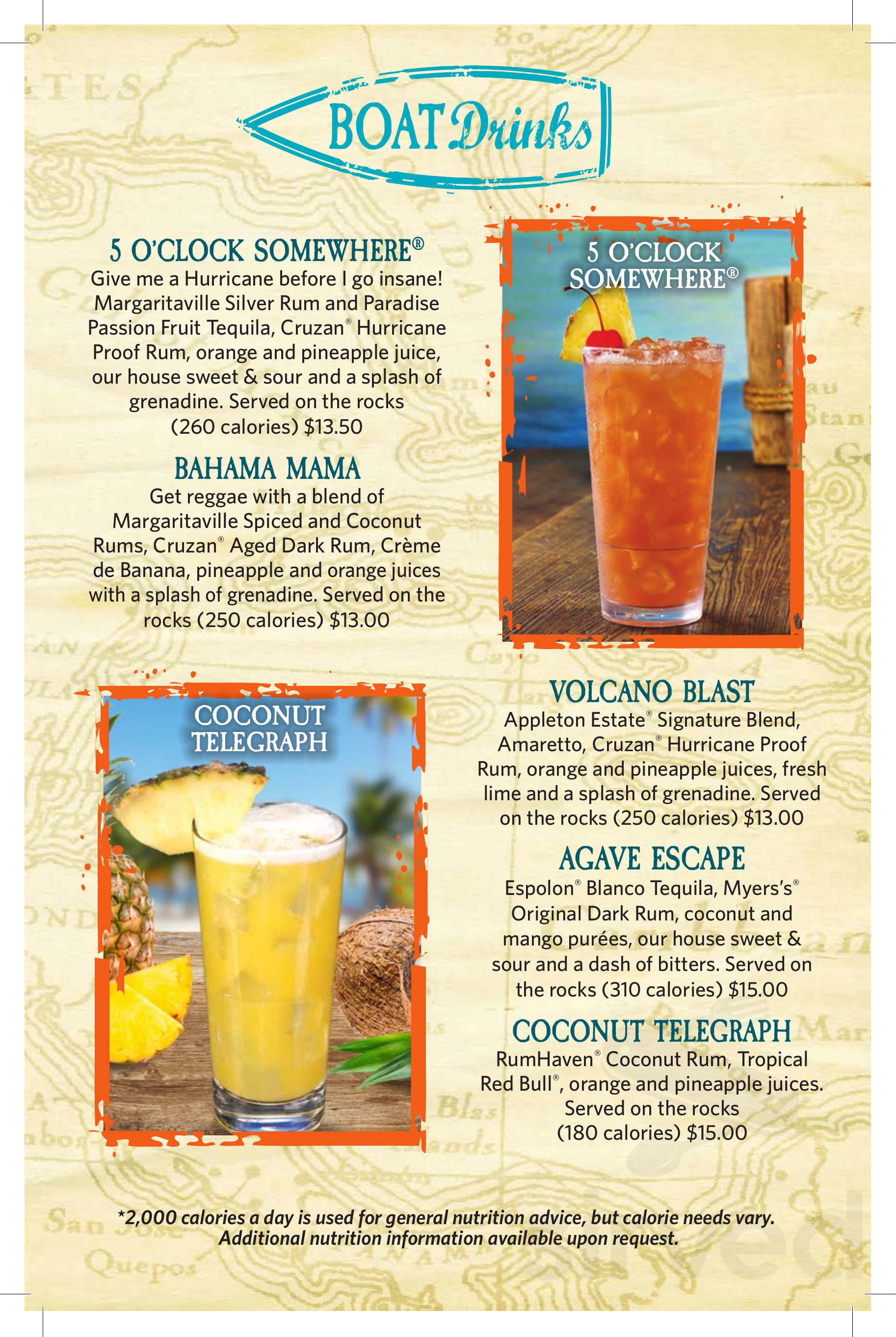 Margaritaville Restaurant- Times Square menu in New York, New York, USA