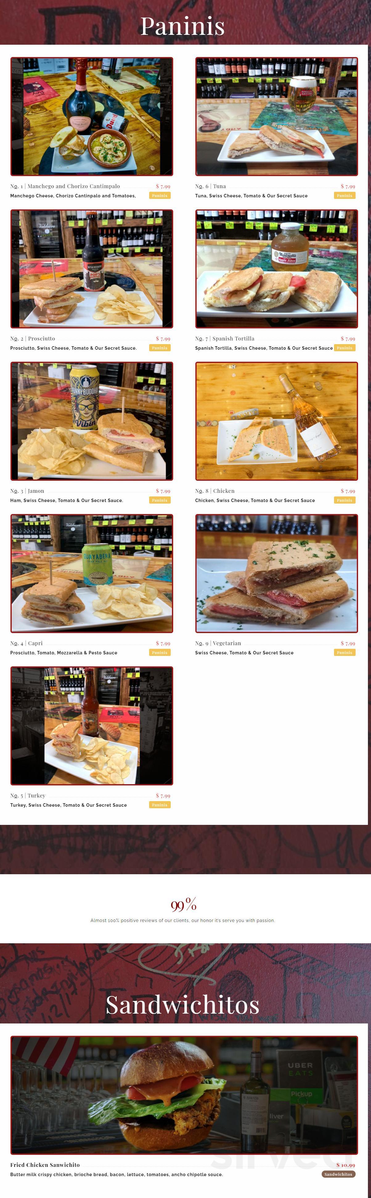 Happy Wine Calle Ocho menu in Miami, Florida, USA