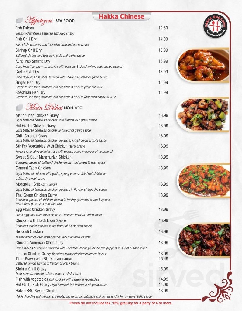 Hakka Khazana Restaurant Scarborough menu in Scarborough, Ontario, Canada