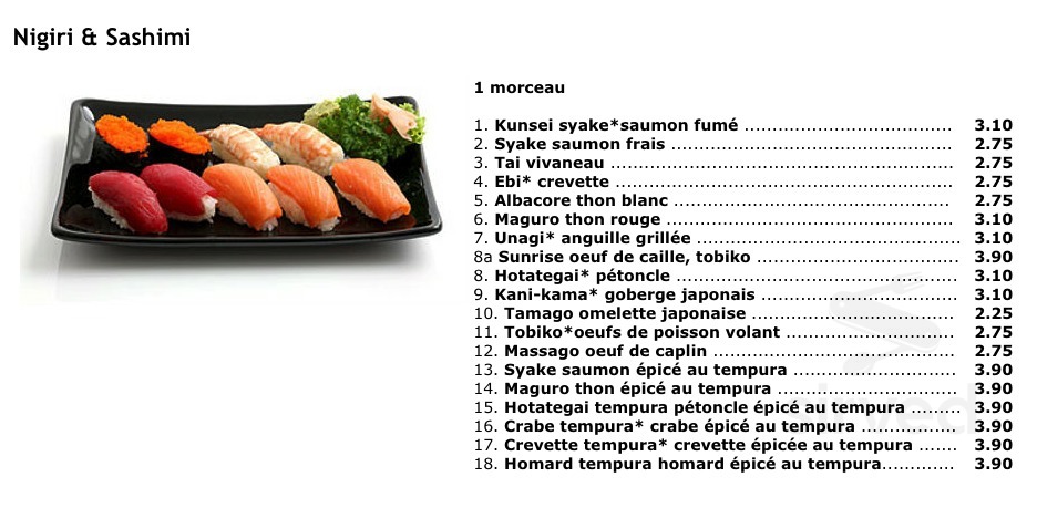 Kasa Sushi menu in Montreal, Quebec H2H 1K3, Canada