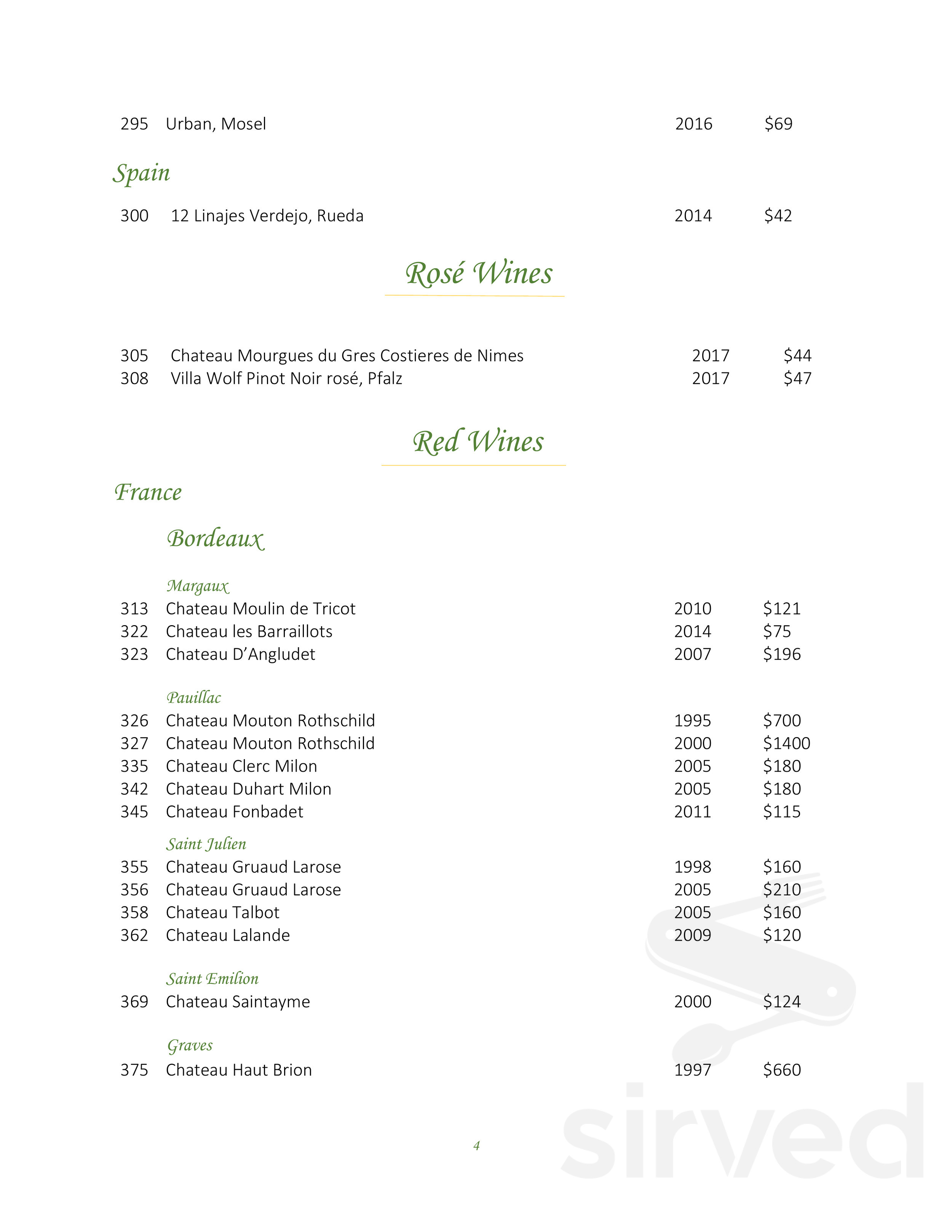 Dining Room At Von Trapp Family Lodge menu in Stowe, Vermont, USA