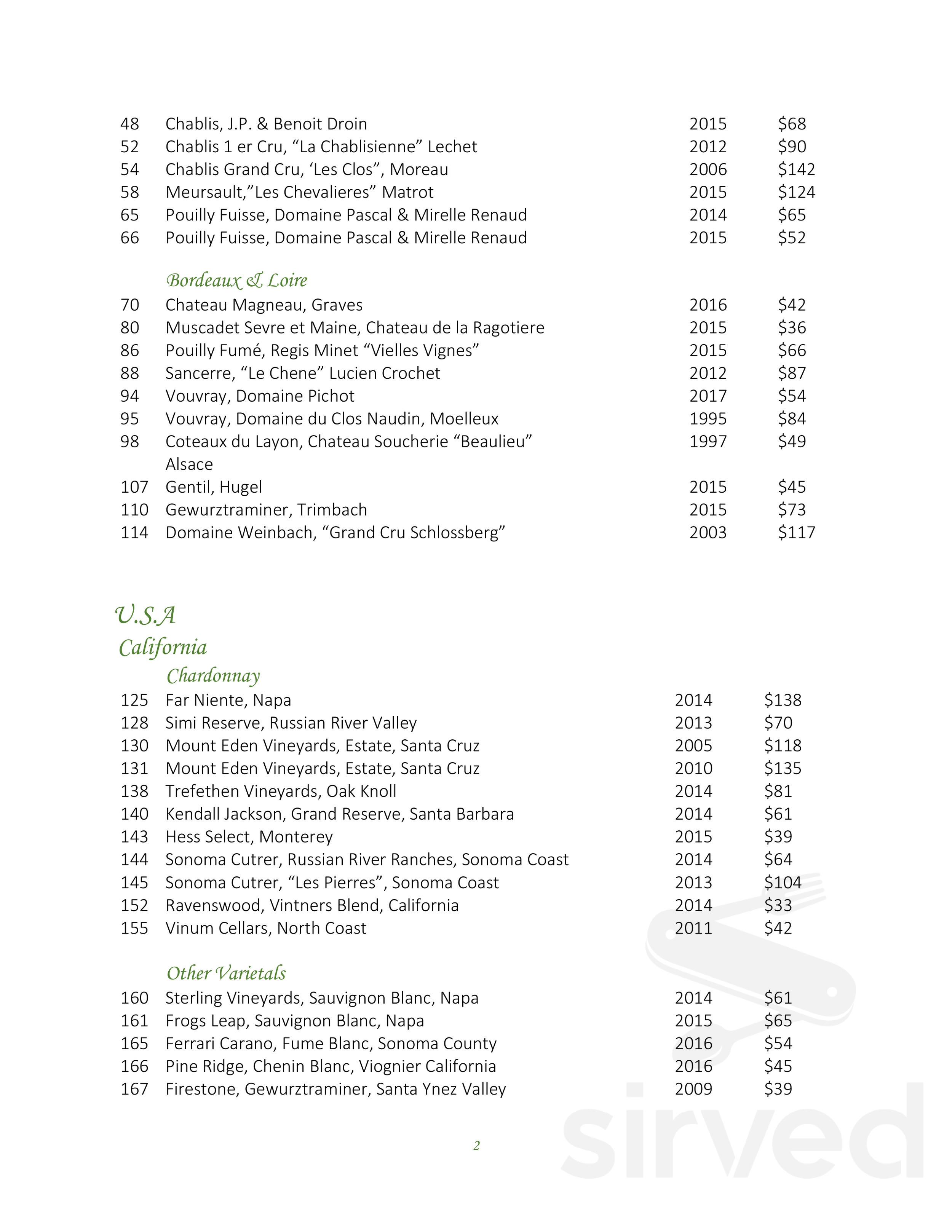 Dining Room At Von Trapp Family Lodge menu in Stowe, Vermont, USA