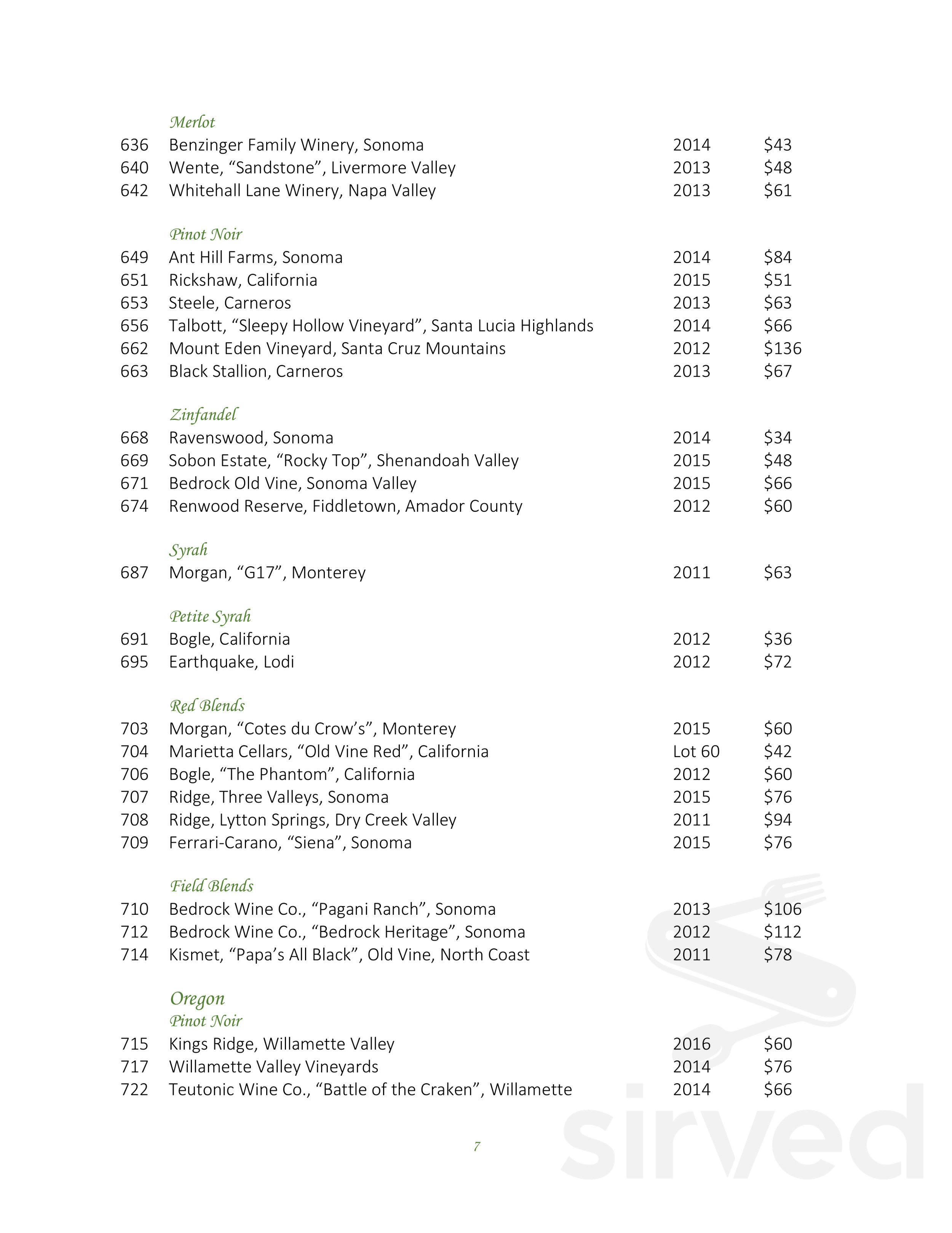 Dining Room At Von Trapp Family Lodge menu in Stowe, Vermont, USA