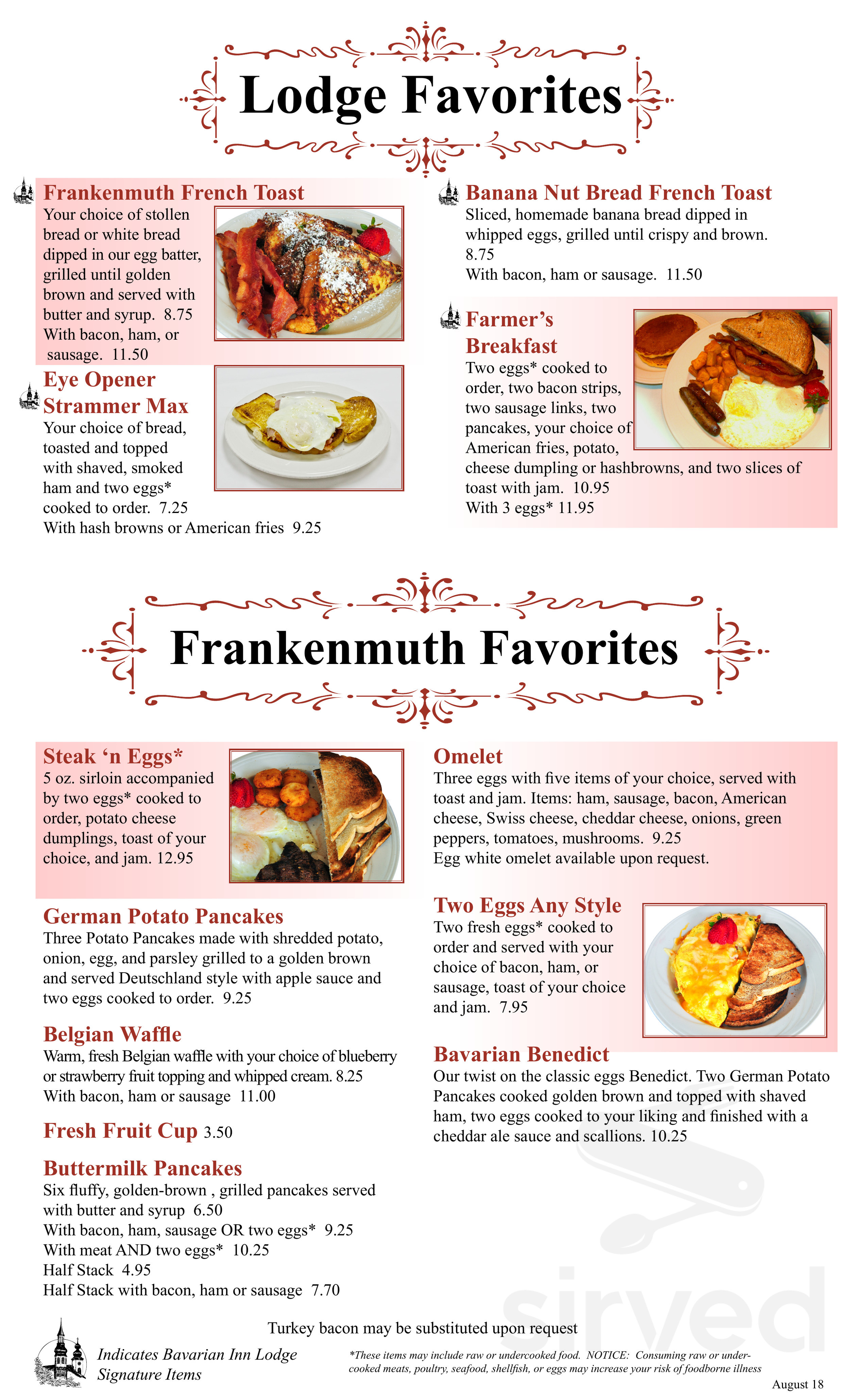 Menu for Oma's Restaurant in Frankenmuth, MI | Sirved