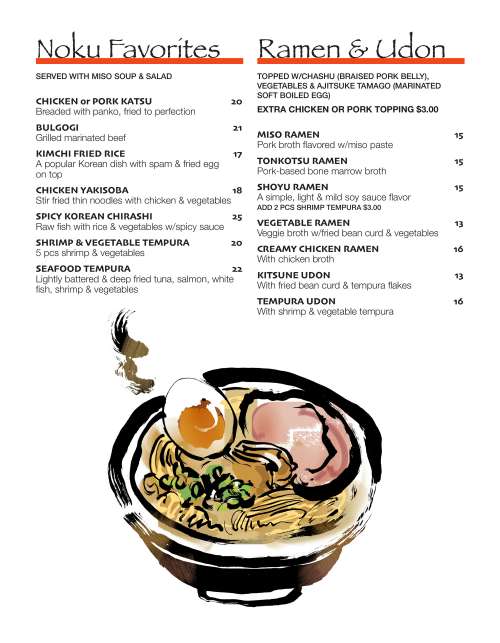 Noku Sushi menu in Leesburg, Virginia, USA