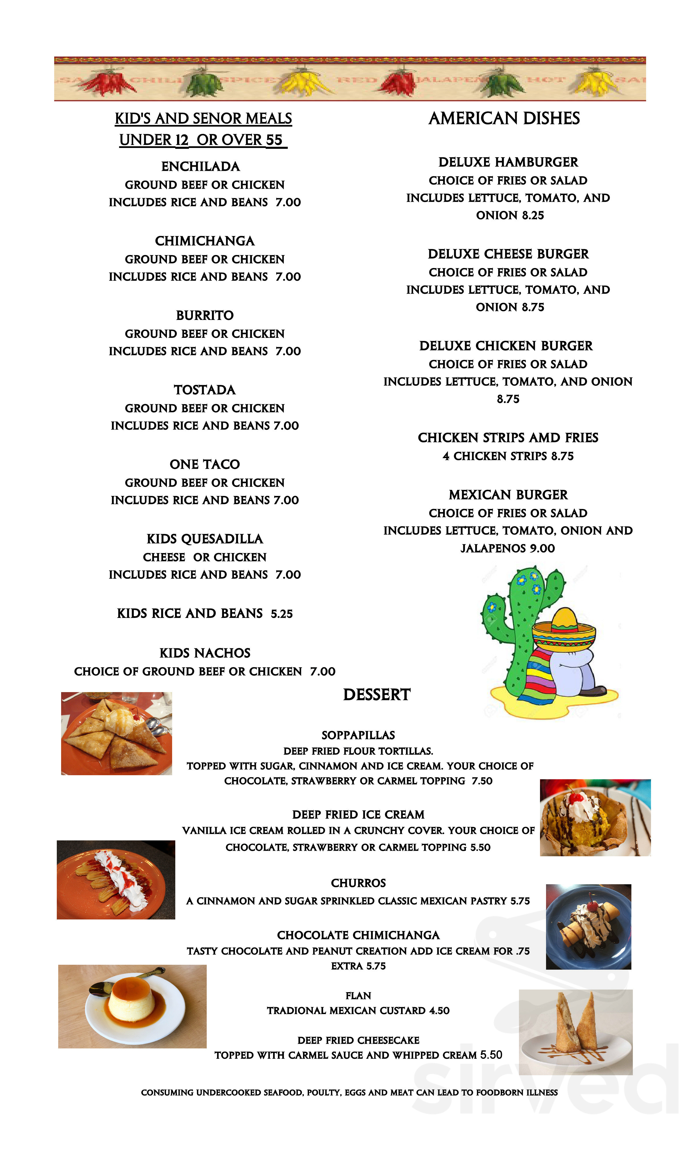 Menu - Sumas WA's El Nopal Family Mexican Restaurant | Sirved