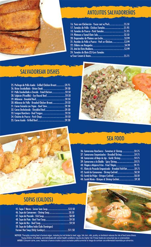 Las Pupusas Restaurant menu in Las Vegas, Nevada, USA