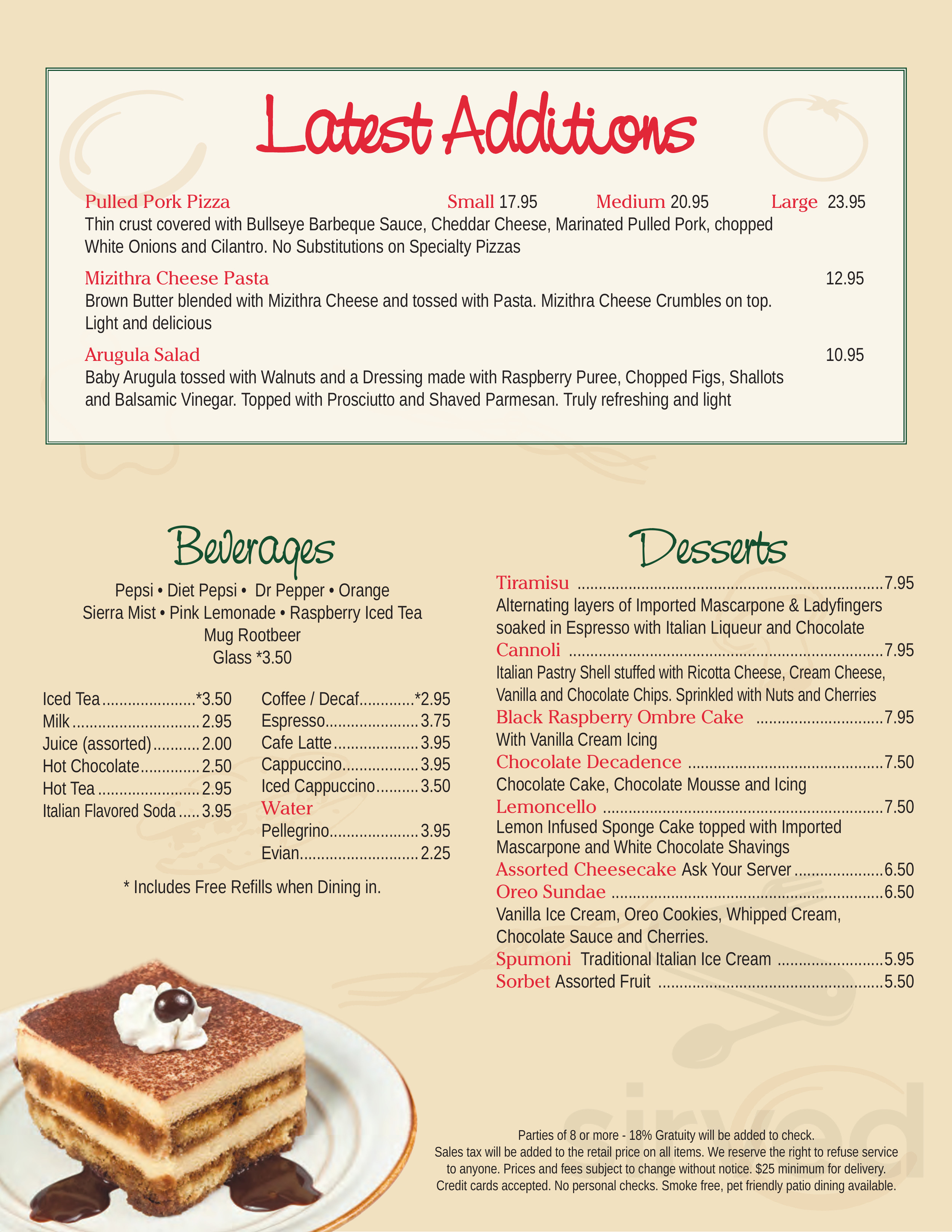 Papa Dan's Pizza & Pasta menus in Palm Desert, California, United States