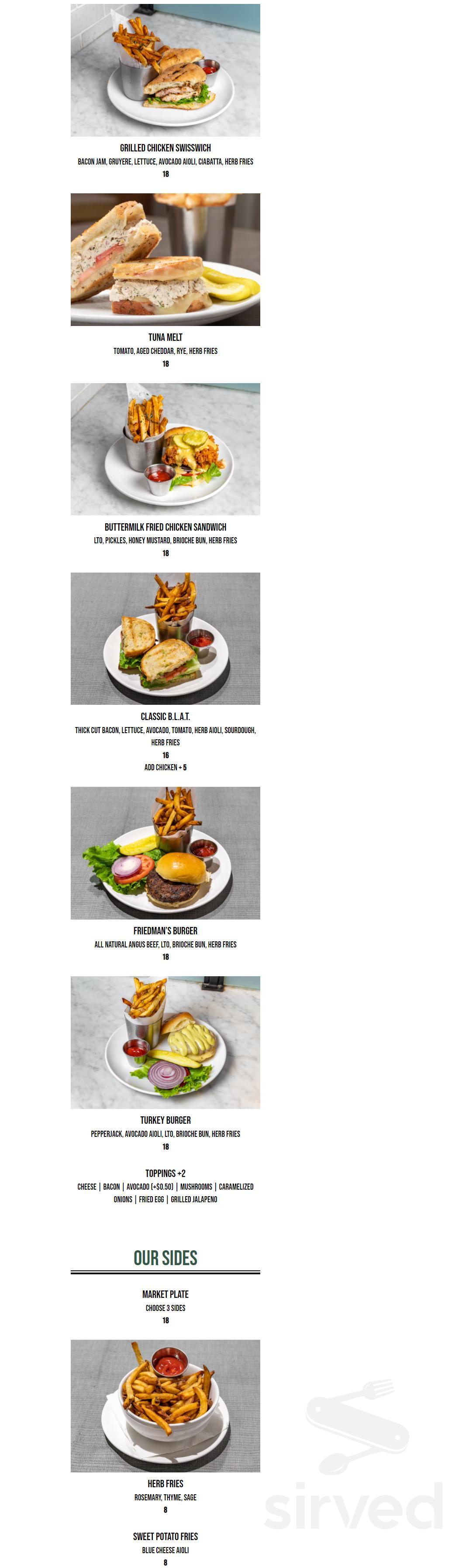 Menu for Friedman’s At The Edison in New York, New York, United States