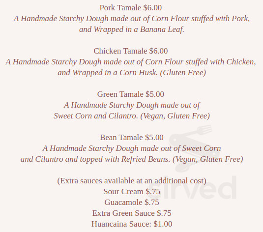 La Empanada Llama menu in Albany, New York, USA