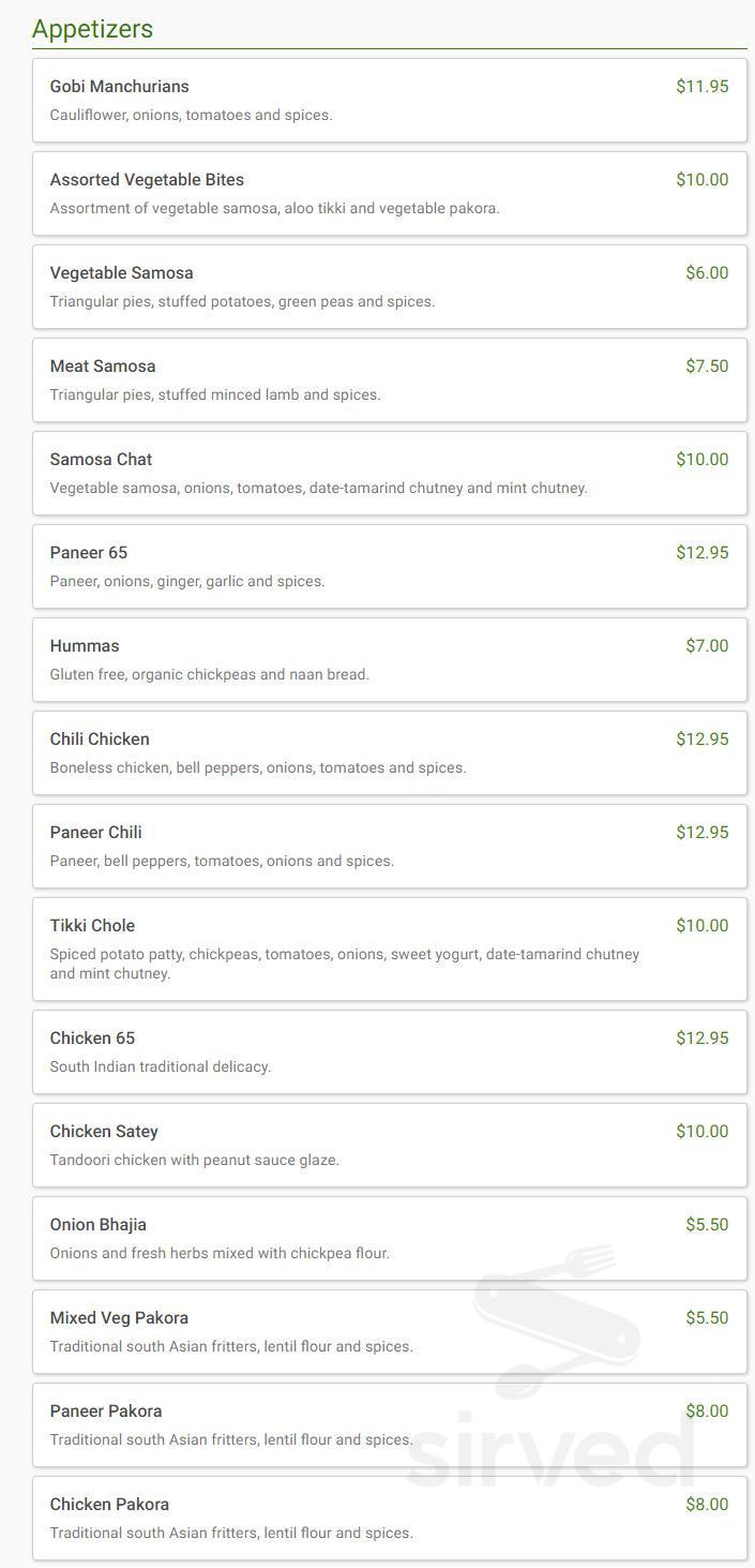 Menu - Wilmington NC's Nawab Fine Indian Cuisine | Sirved