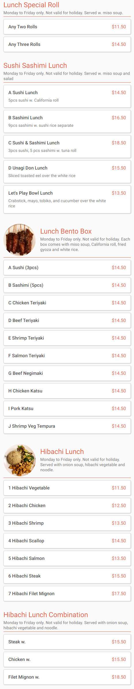 Osaka Japanese Sushi & Hibachi Restaurant menu in Eden Prairie ...