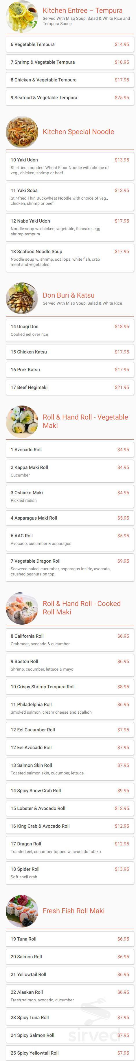 Osaka Japanese Sushi & Hibachi Restaurant menu in Eden Prairie ...