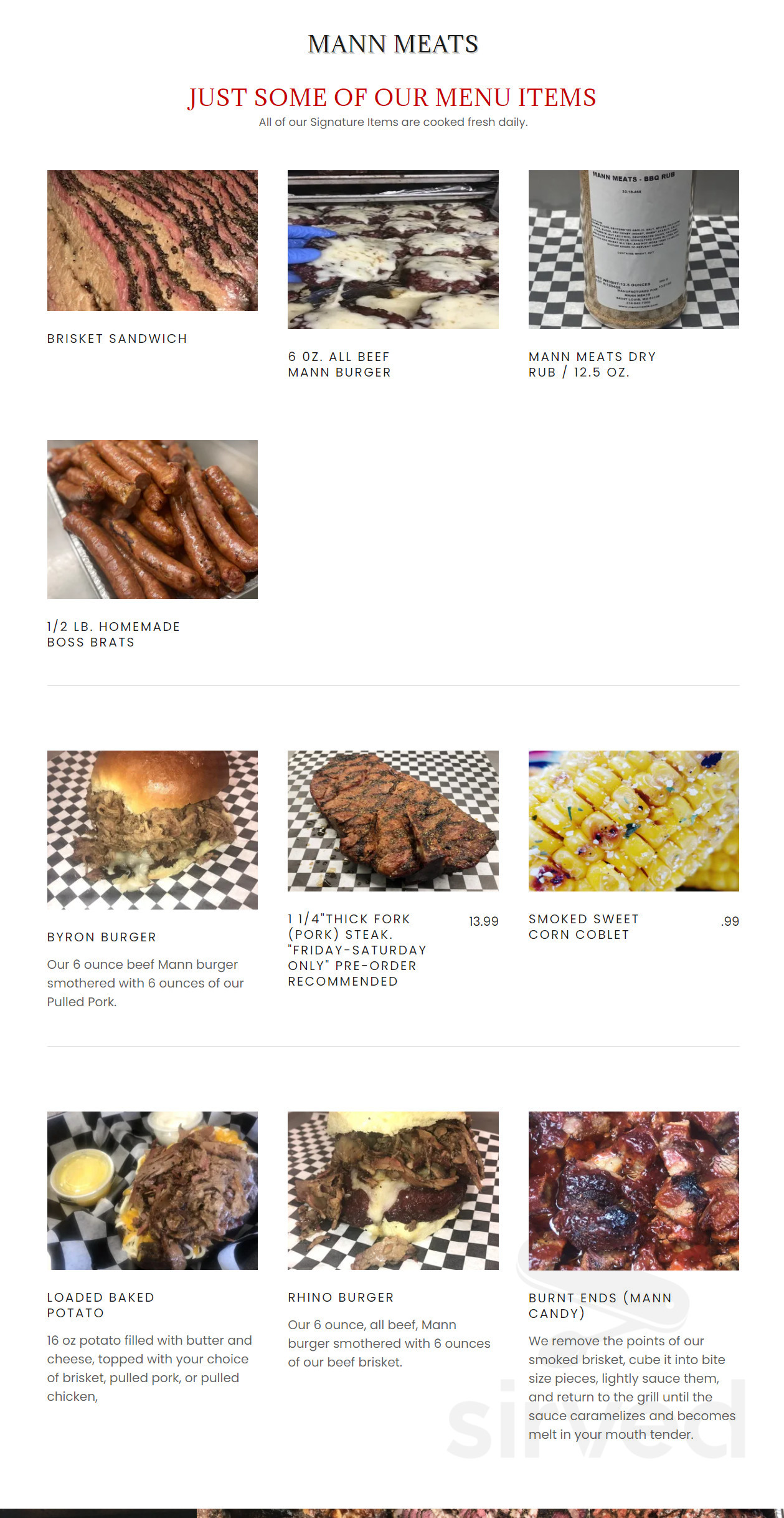 Menu for Mann Meats in Florissant, MO | Sirved