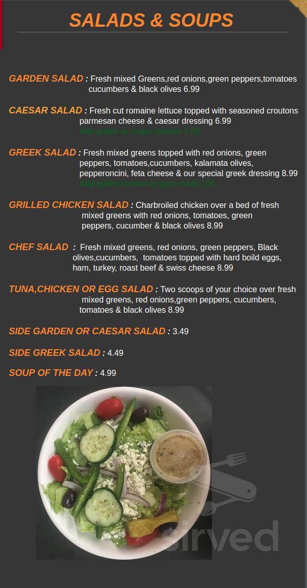 Menu - Fredericksburg VA's Primavera Pizzeria & Grill | Sirved