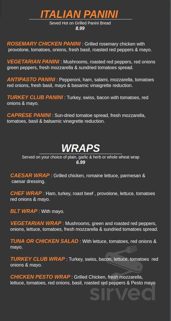 Primavera Pizzeria & Grill menu in Fredericksburg, Virginia, USA