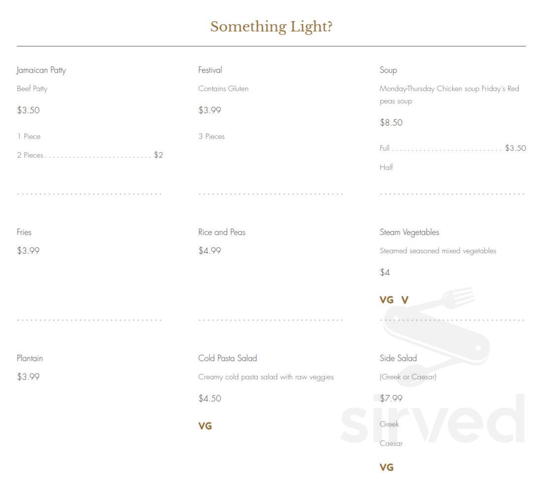 Menu for Irie Myrie's Inc in Cambridge, ON | Sirved