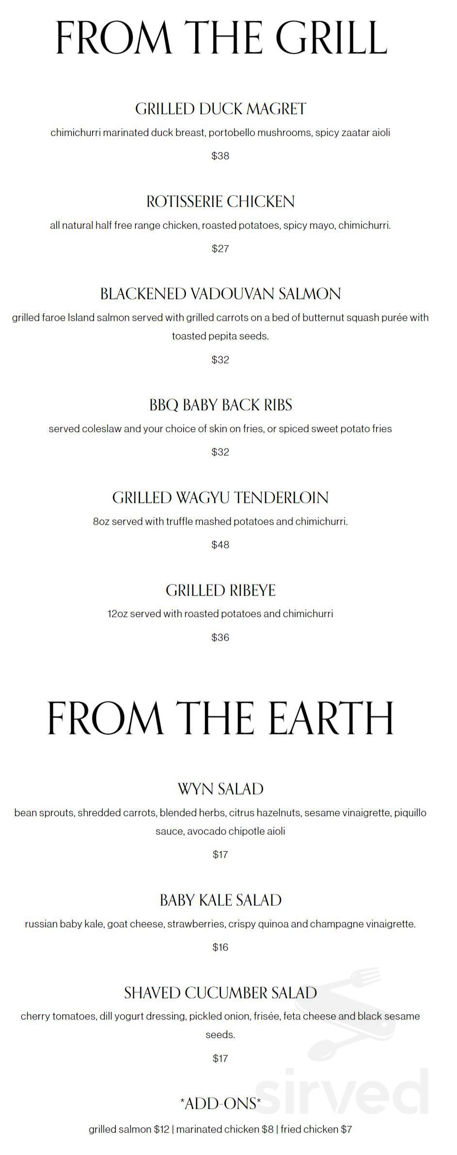 Le Chick Miami menu in Miami, Florida, USA