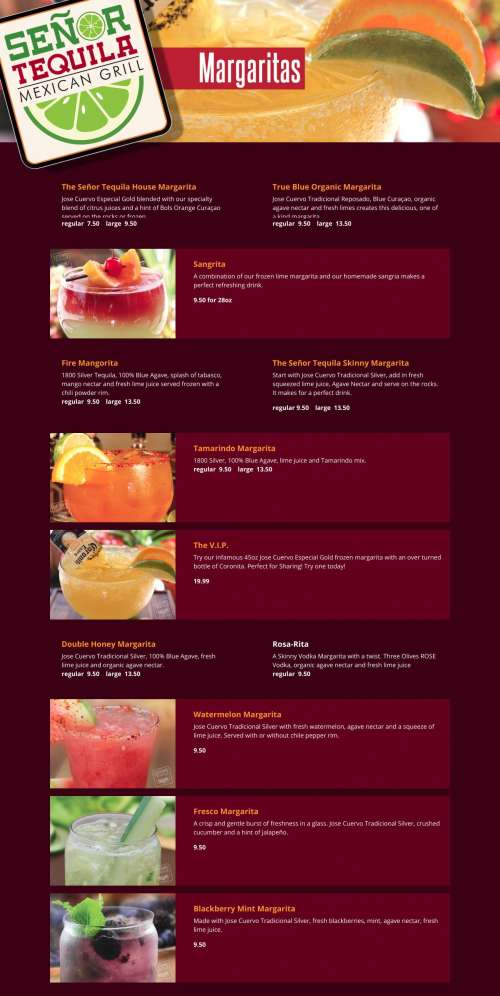 Señor Tequila Mexican Restaurant - Tampa menu in Tampa, Florida, USA