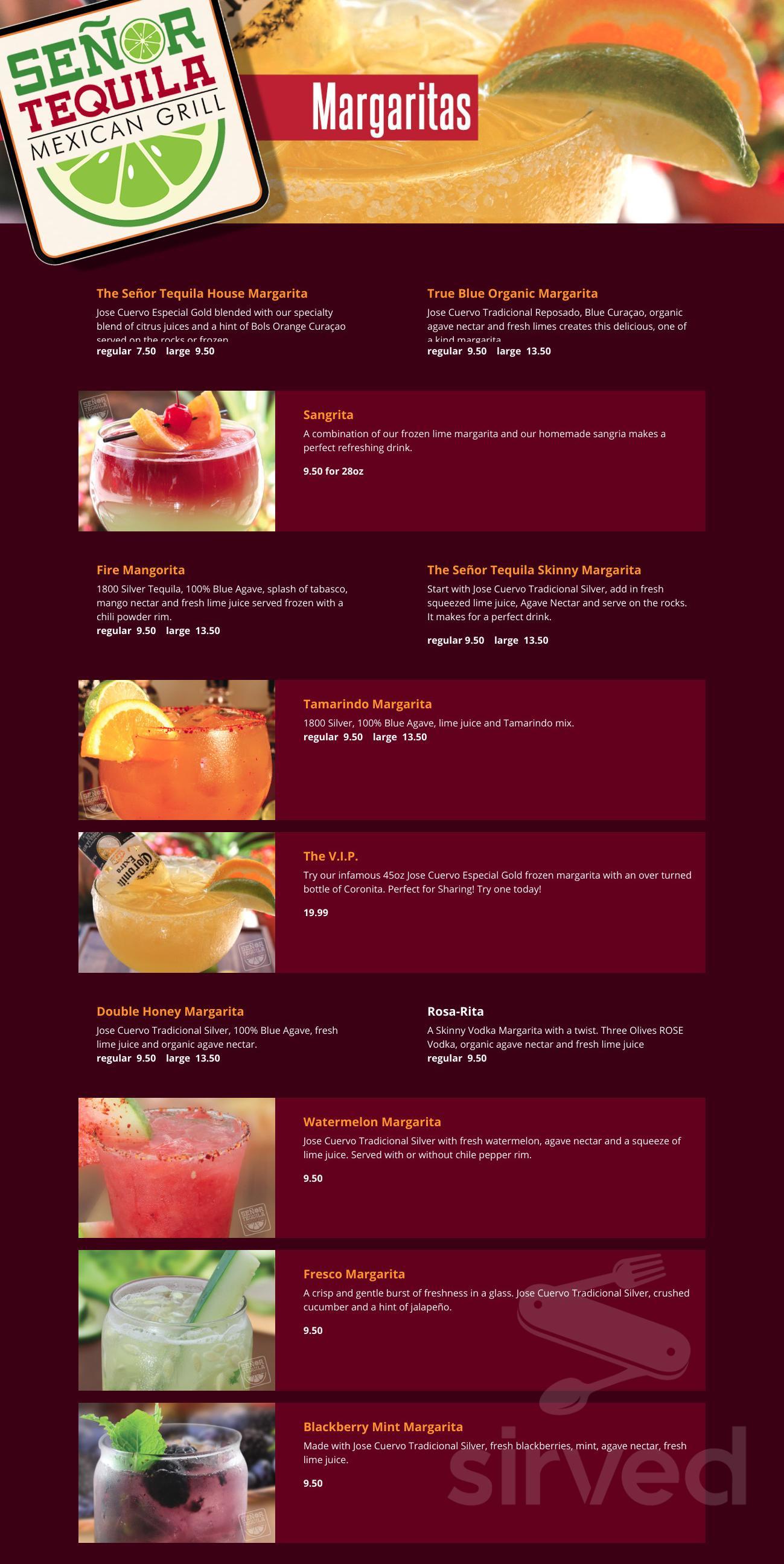 Señor Tequila Mexican Restaurant - Tampa menu in Tampa, Florida, USA