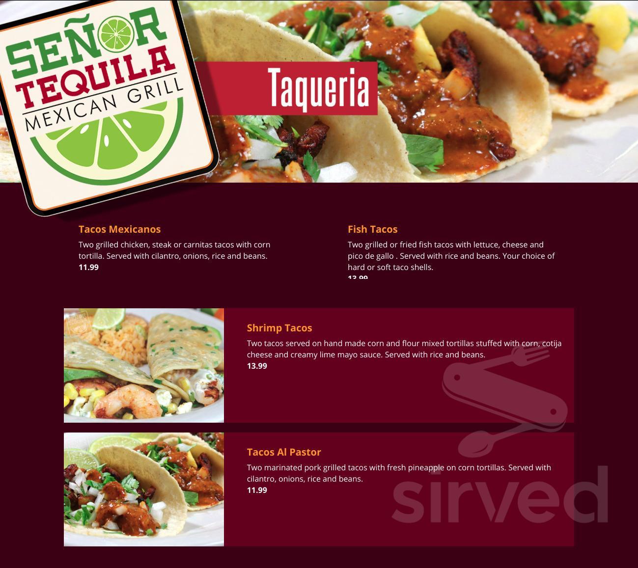 Señor Tequila Mexican Grill - Westchase menus in Tampa, Florida, United ...