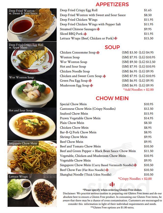 Prawn Garden Restaurant menu in Mission, British Columbia, Canada