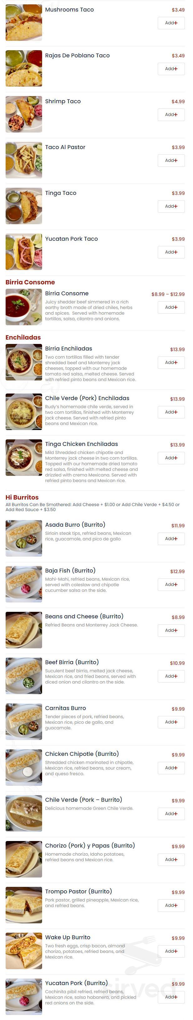 Del Barrio Cafe menu in Midvale, Utah, USA