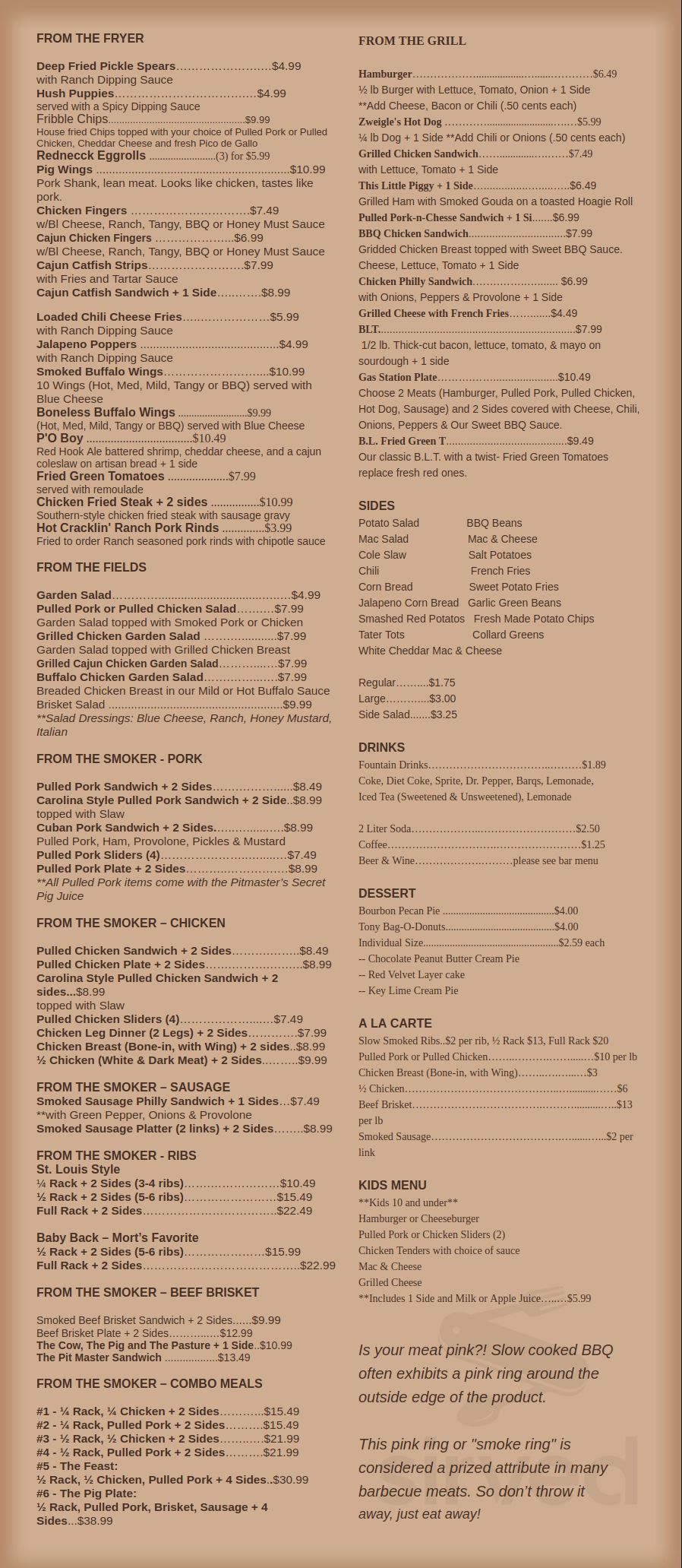 3 Legged Pig BBQ Real Pit BBQ menu in Lakeville, New York, USA