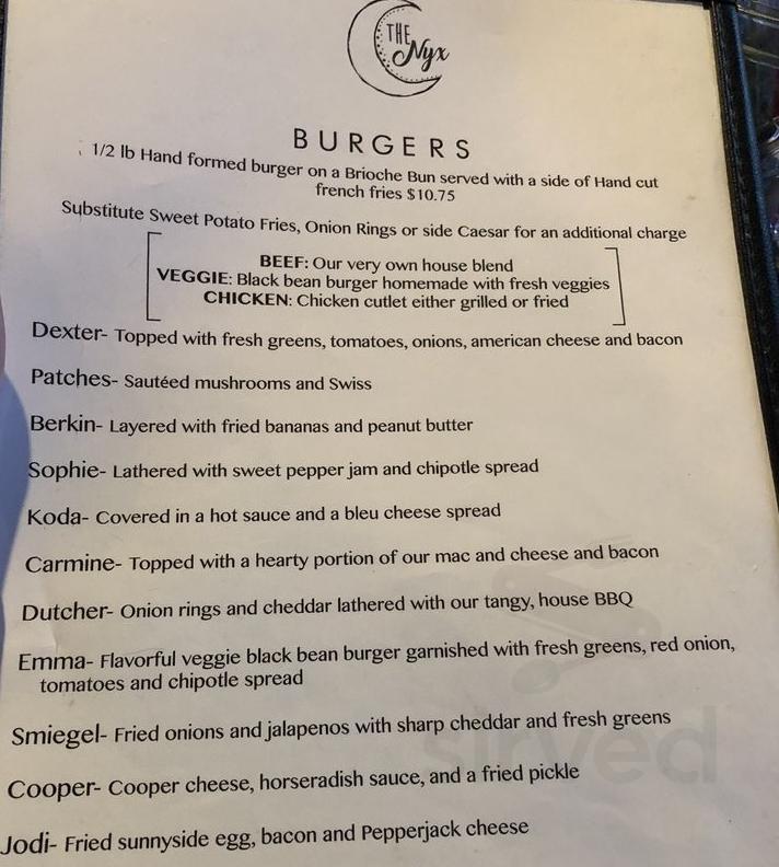 The Nyx menus in Clarks Summit, Pennsylvania, United States