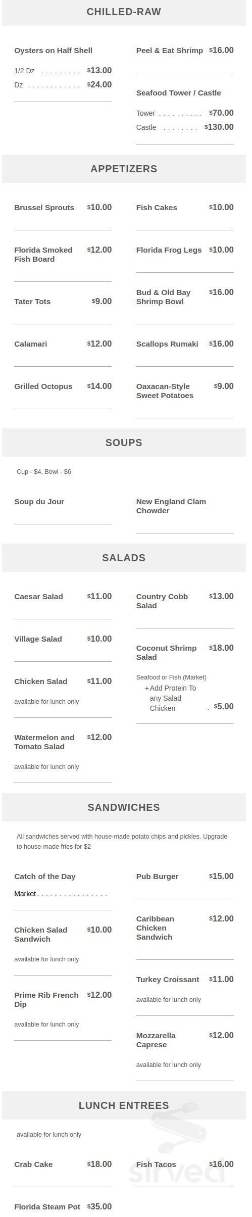 Mar Vista Dockside Restaurant & Pub menu in Longboat Key, Florida, USA