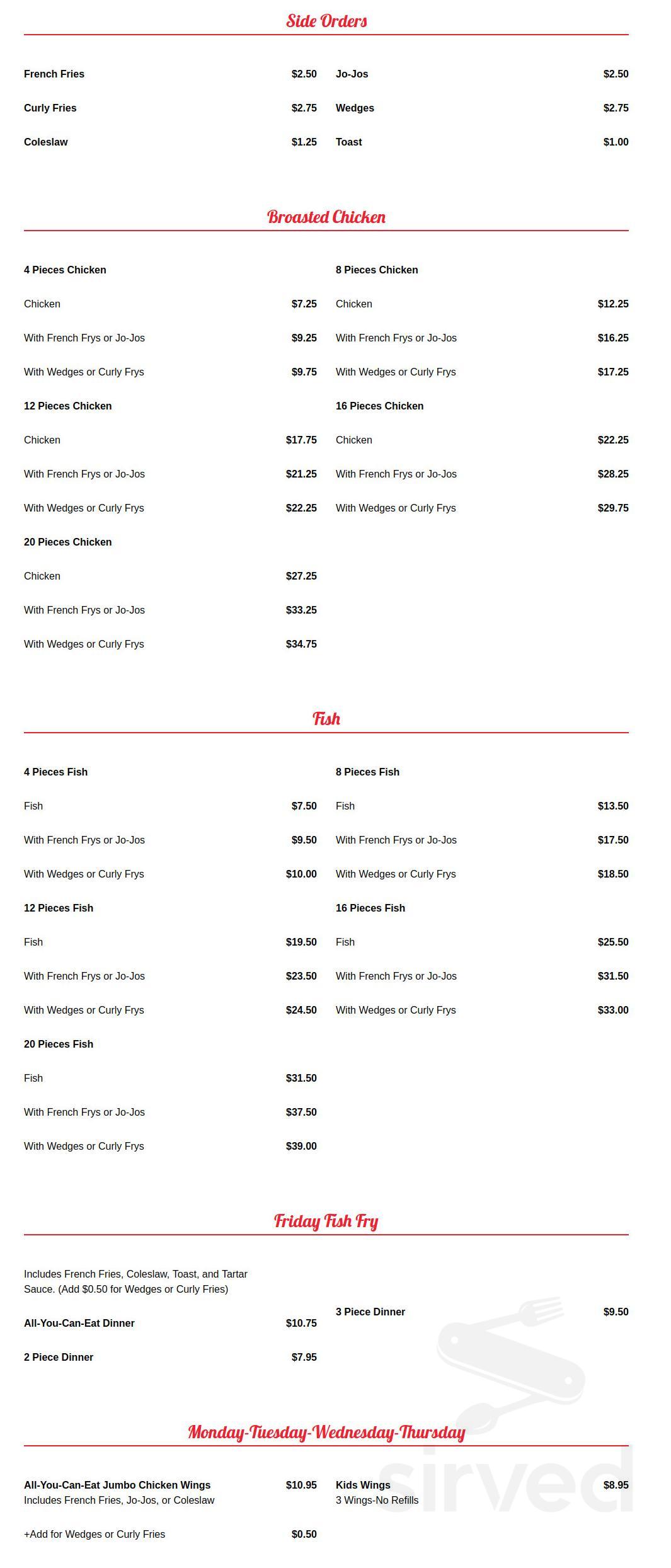 River Inn Bar menu in Chippewa Falls, Wisconsin, USA