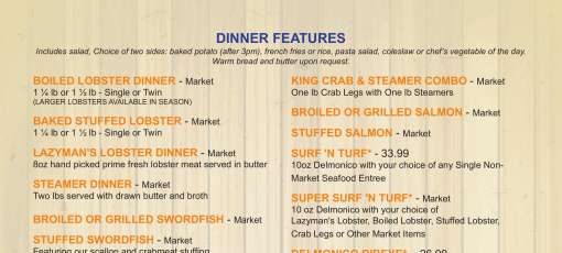 Menu for Maine Fish Market Restaurant in East Windsor, CT | Sirved