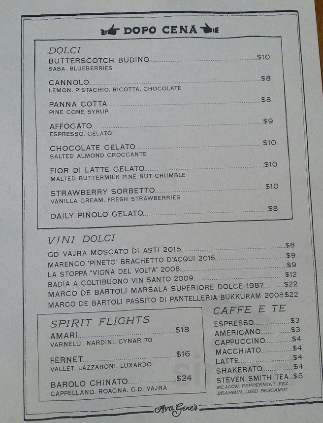 Menu - Portland OR's Ava Gene's | Sirved