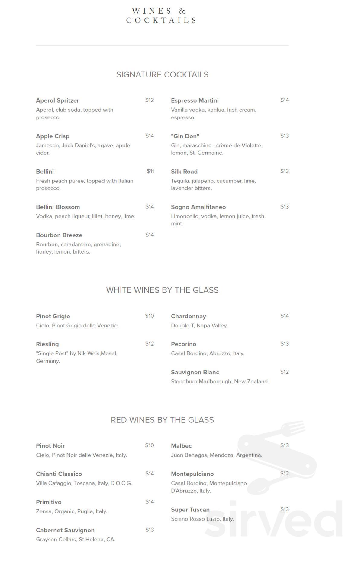 Bellini menu in Philadelphia, Pennsylvania, USA