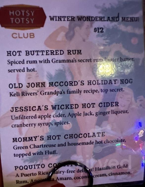 Hotsy Totsy Club menu in Albany, California, USA
