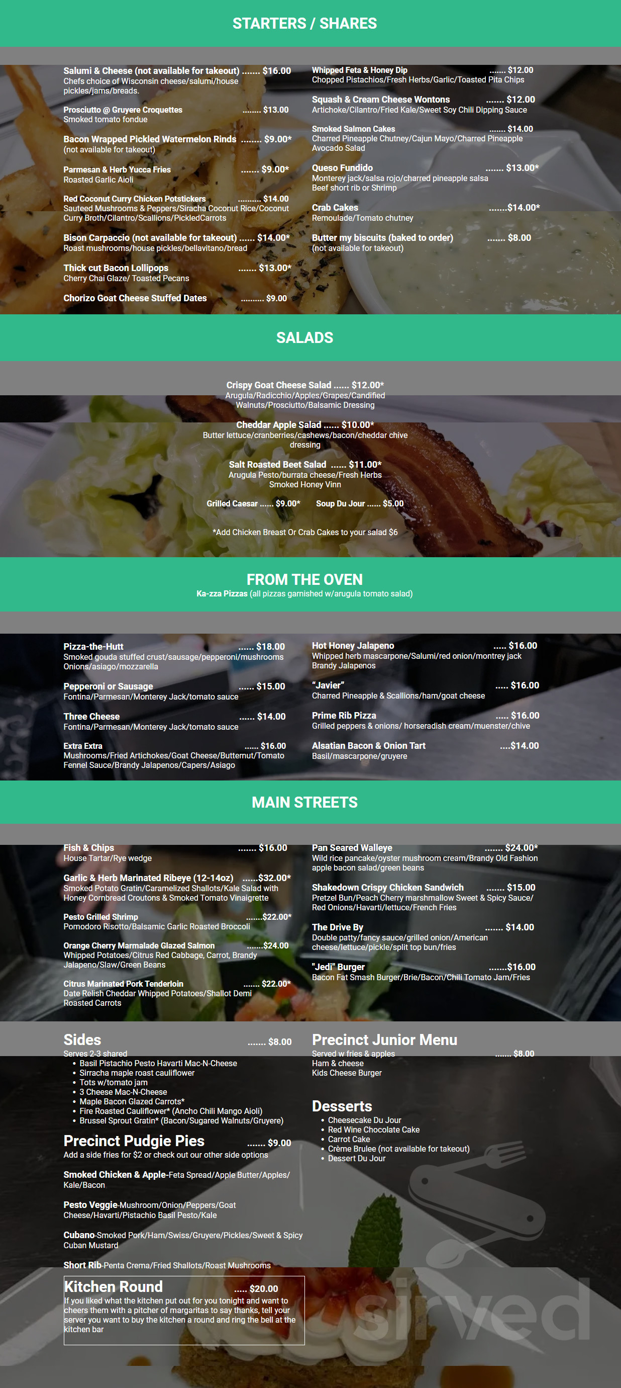 Menu for Precinct Tap & Table in Germantown, WI | Sirved
