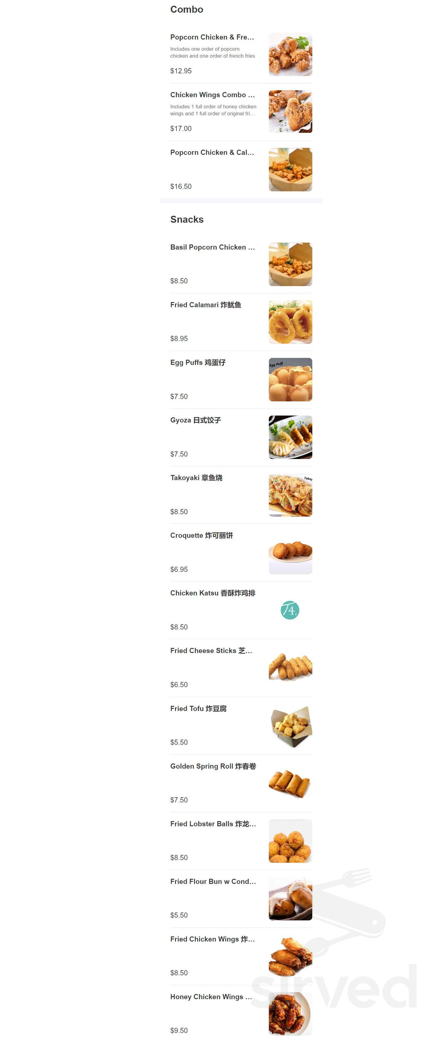 T4 menu in Walnut Creek, California, USA