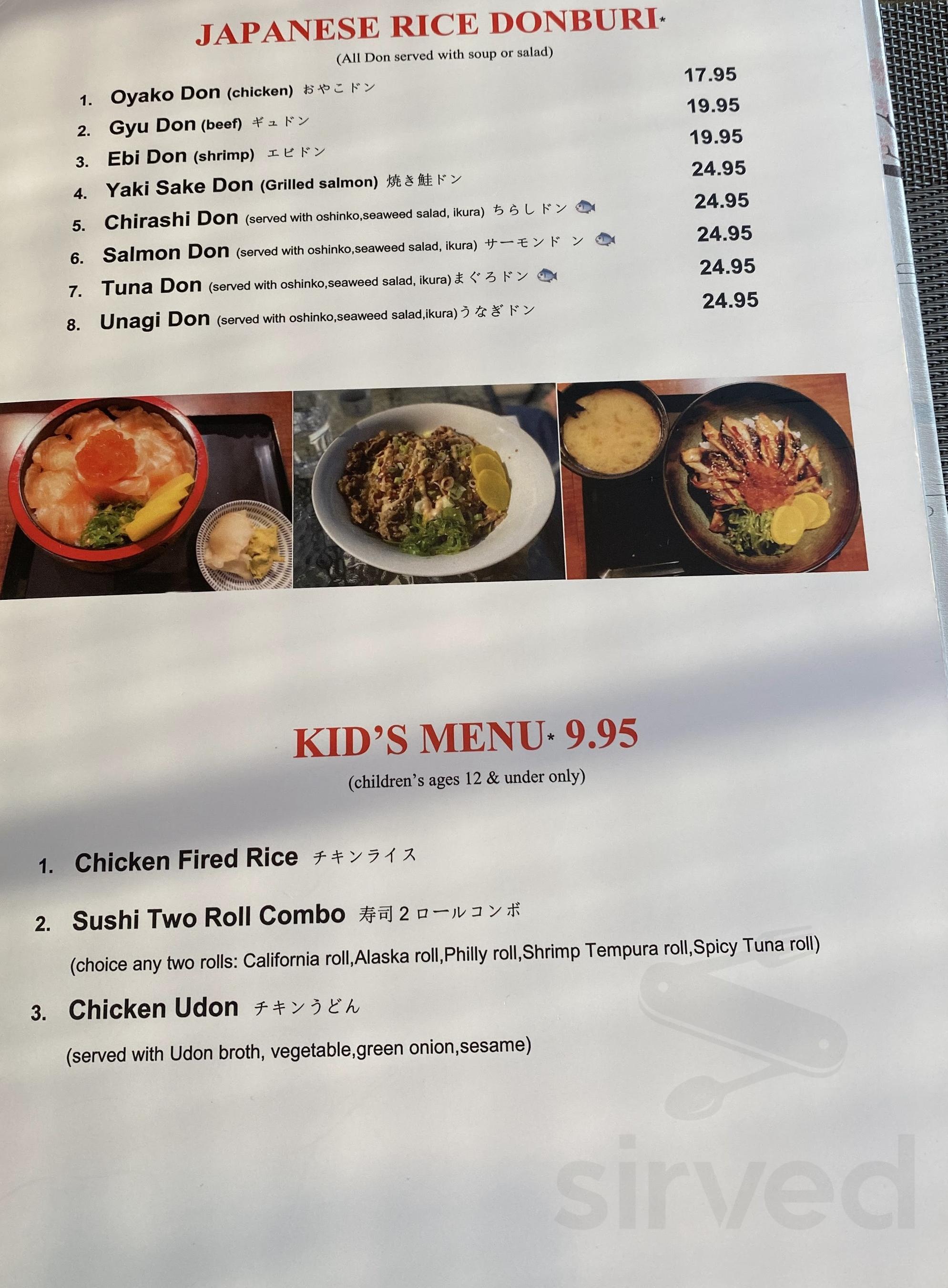 Mori Sushi menu in Indianapolis, Indiana, USA