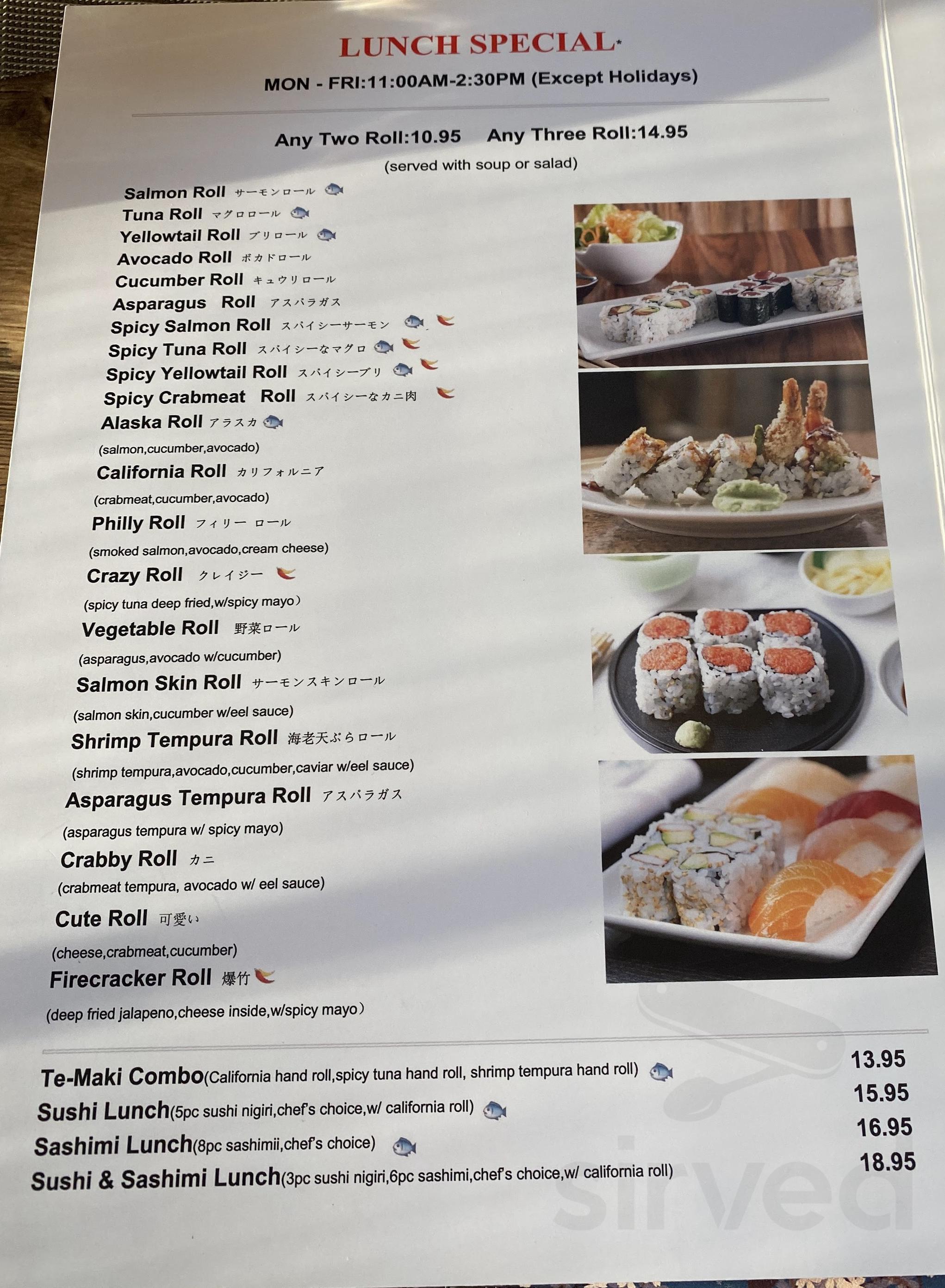 Mori Sushi menu in Indianapolis, Indiana, USA