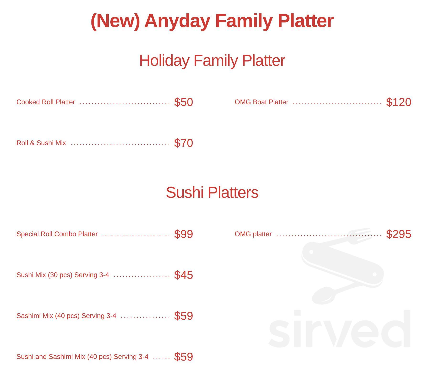 OMG Sushi menu in Newport News, Virginia, USA