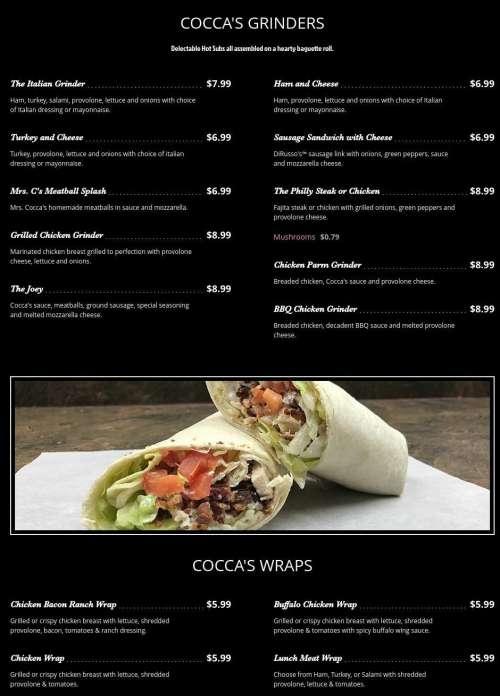 Cocca's Pizza menu in Cortland, Ohio, USA