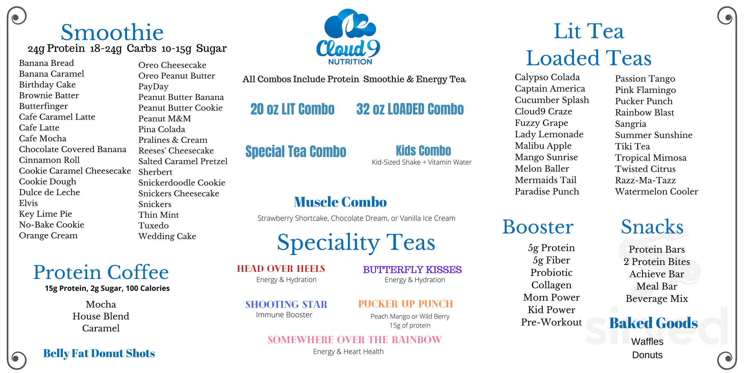 Cloud 9 Nutrition menu in Kennett Square, Pennsylvania, USA