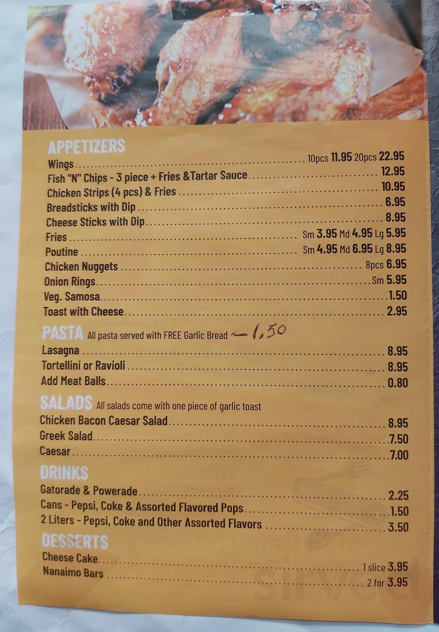 Departure Bay Pizza menus in Nanaimo, British Columbia, Canada