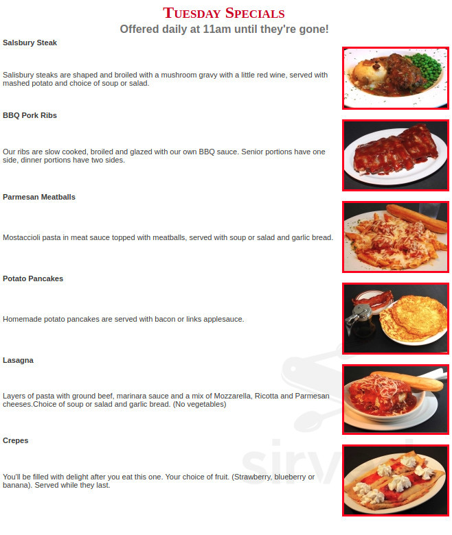 Chippewa Family Restaurant menu in Chippewa Falls, Wisconsin, USA